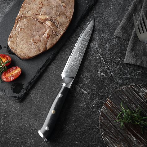 Serrated Damascus Steel Steak Knife Set