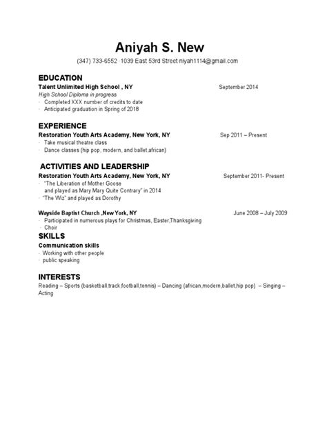 Aniyah S Arts And Education Profile Pdf Social Science Travel