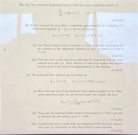 Solved B5. (a) Use a suitable integrating factor to find the | Chegg.com