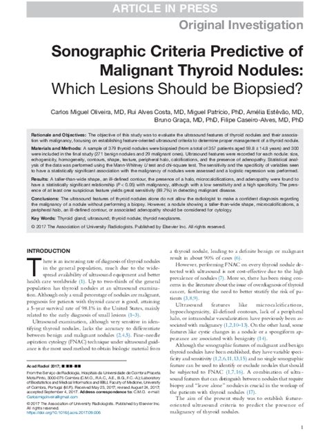 Pdf Sonographic Criteria Predictive Of Malignant Thyroid Nodules Which Lesions Should Be