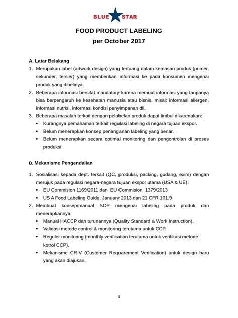 Food Product Labelling Pdf