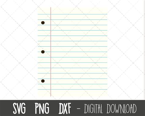Lined Notebook Paper Svg School Paper Svg School Clip Art Copybook