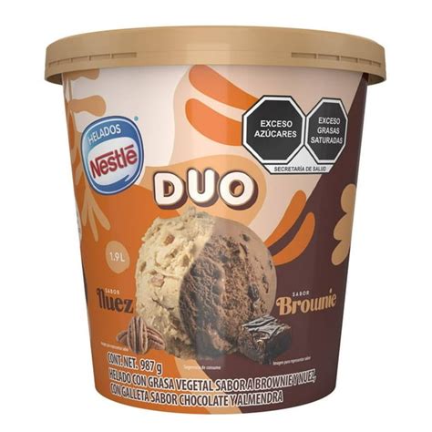 Helado Nestle Dúo Sabor Brownie Y Nuez Con Galleta De Chocolate Y