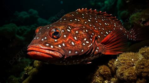 산호 침대 위에 붉은 반점이 있는 큰 물고기 사진 및 무료 다운로드를위한 그림 Pngtree