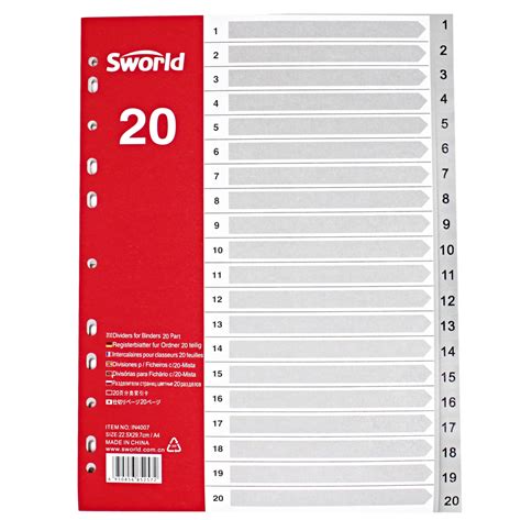 File Separator Plastic A4 1 20 Shoukat Sons
