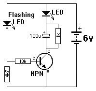 One Transistor Led Flasher Circuit Electronic Schematic Diagram