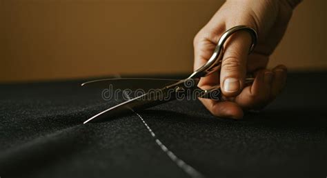 Precise Cut A Tailor S Hand Using Tailoring Shears Stock Illustration Illustration Of Brown