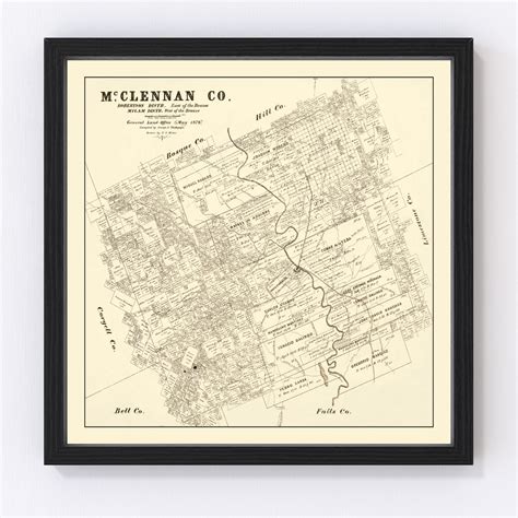 Vintage Map Of Mclennan County Texas 1878 By Teds Vintage Art Teds Vintage Art