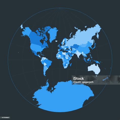 World Map Lagrange Conformal Projection Futuristic World Illustration For Your Infographic Nice