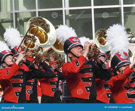 Marching Band With Brass Instruments In Kdays Parade Editorial