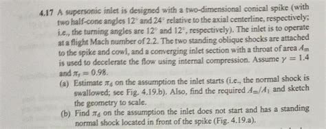 4 17 A Supersonic Inlet Is Designed With A