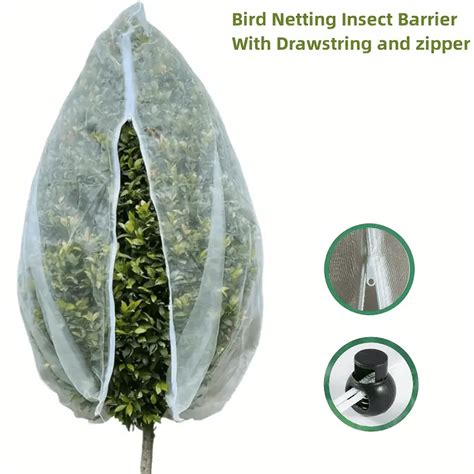 Extra Thick Garden Netting With Drawstring Zipper Insect Bird Protection For Fruits Citrus