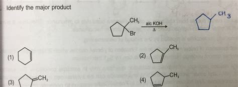 Identify the major product CH. CH3 alc KOH A Br (3) CH,