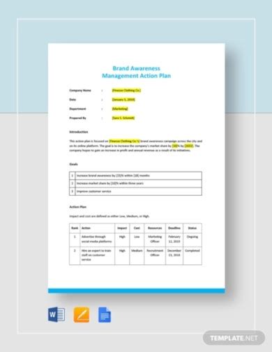 Action Plan Examples To Download
