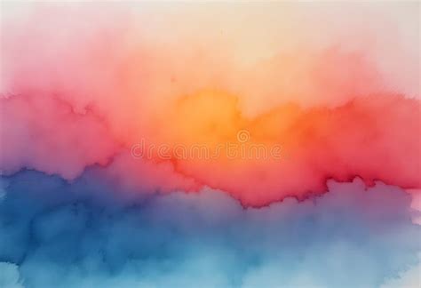 Watercolor Art Of Sunset Inspired Ombre Blend Stock Image Image Of