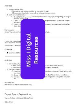 5 Day Lesson Plan On Teaching About Space By Miss Is Digital Resources