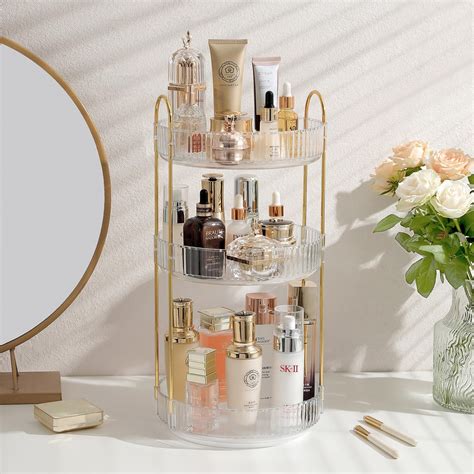 Rotating Makeup Organizer For Vanity Large Skincare Make Up Storage