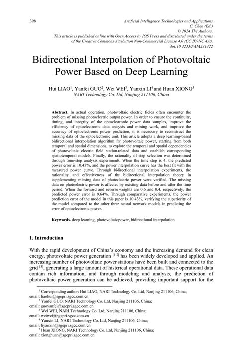 pdf bidirectional interpolation of photovoltaic power based on deep