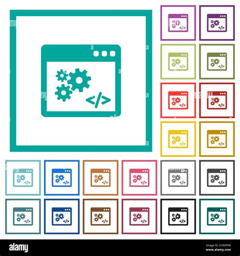 Application Programming Interface Flat Color Icons With Quadrant Frames