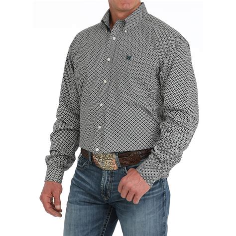 Cinch Mens Black Print Long Sleeve Shirt