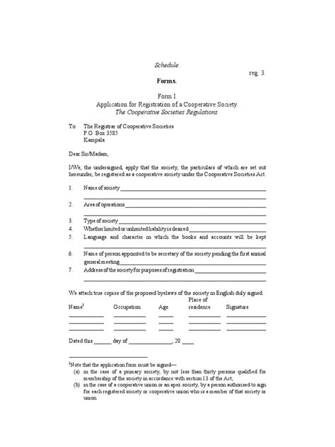 Cooperative Society Registration Application Pdf Finance And Money
