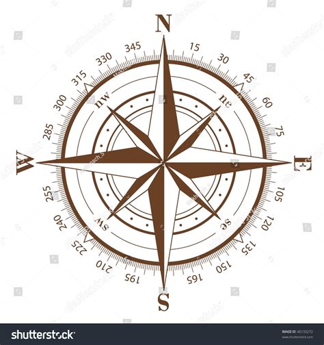 Brown Compass Rose Isolated On White Stock Illustration 40133272 Shutterstock