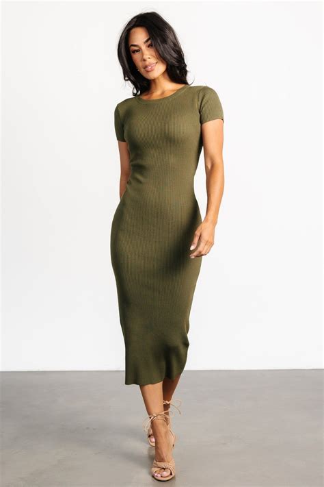 Dana Ribbed Midi Dress Olive Ribbed Midi Dress Tight Blue Dress