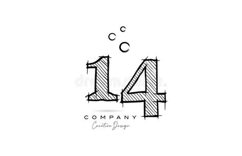Hand Drawing Number 14 Logo Icon Design For Company Template Creative