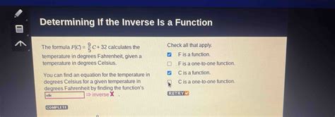 Solved Determining If The Inverse Is A Function The Formula Fc 95