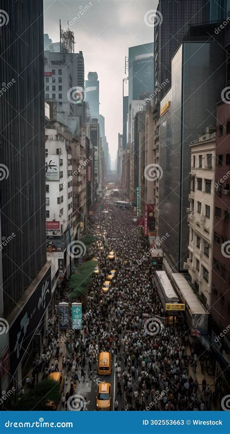 Overpopulation Crowded City Full Of Cars And Houses Royalty Free