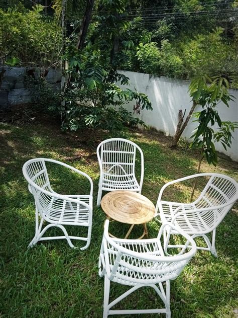 Outdoor White Rattan Chair Set With Coffe Table In Sri Lanka Price And