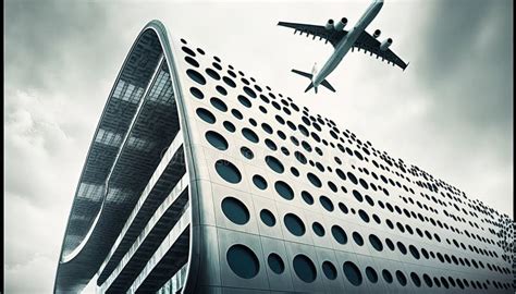 Modern Architecture Building Facade Flying Airplane Background Aeroplane Aircraft Business