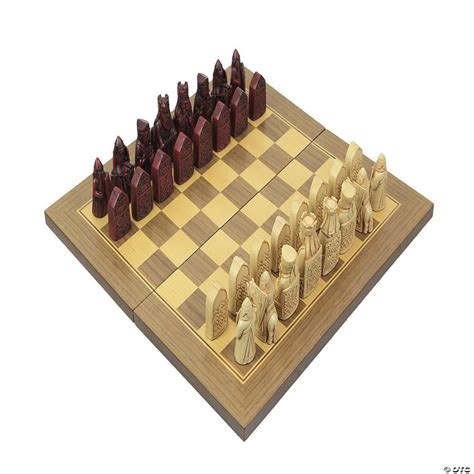 Veronese Design Ancient Scottish Isle Of Lewis Style Chess Set With Chessmen And Board