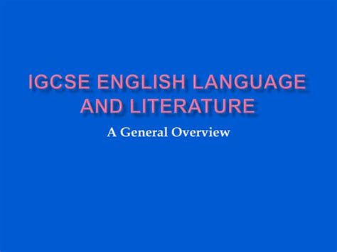 Introduction To Igcse English Language And Literature 2016 Cambridge