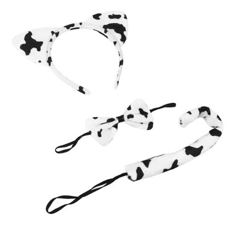 Set De Disfraz De Vaca Negra 3 Piezas Diademas De Vaca Cuotas Sin