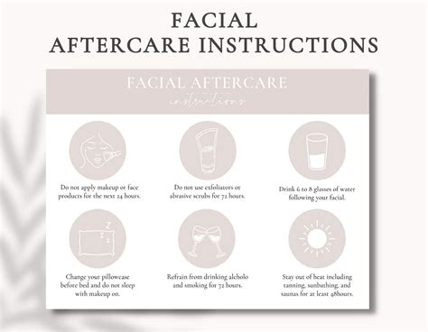 Facial Aftercare Instruction Card Facial Client Form Documents For