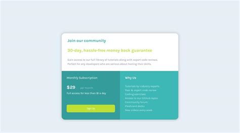 Frontend Mentor Single Price Grid Component Master Coding Challenge