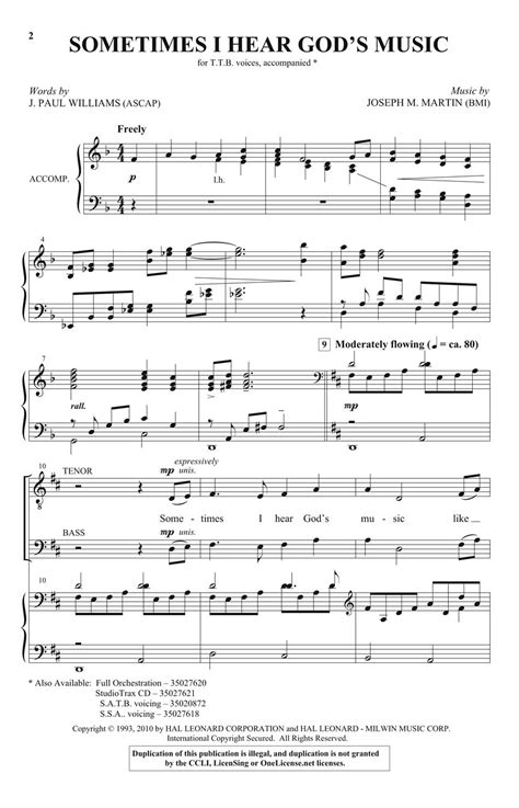 Sometimes I Hear Gods Music Sheet Music By Martin Williams Sku