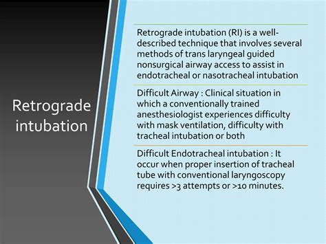 Retrograde Intubation Difficult Intubation Pdf