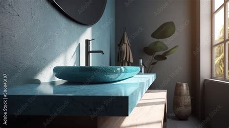 Modern And Luxury Bathroom Vanity With Blue Turquoise Quartz Countertop