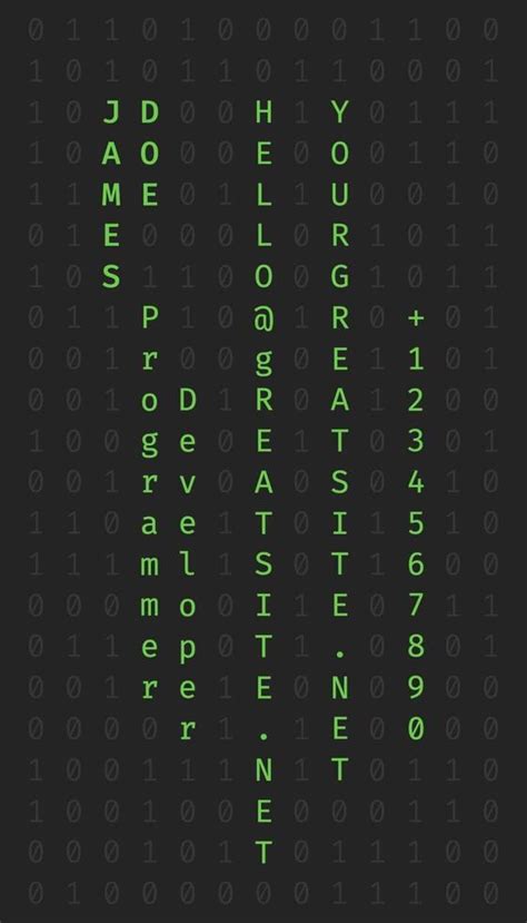 Programmer Business Card With Binary Code Theme 41706473 Template