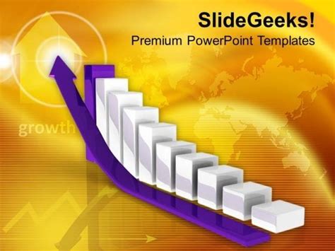 Purple Arrow With Bar Graph Growth PowerPoint Templates Ppt Backgrounds For Slides