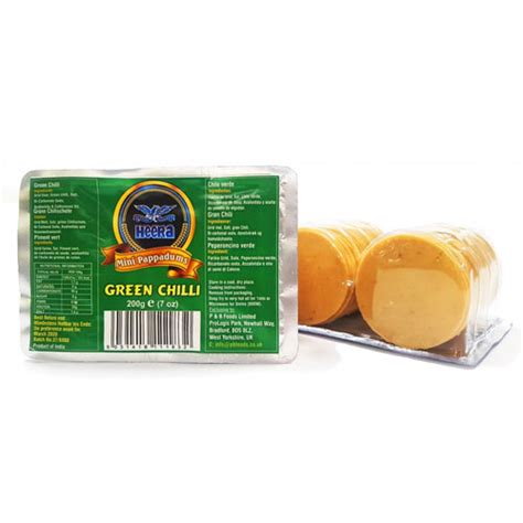 Heera Mini Papadum Green Chilli 200g House Of Raja`s Indian Superstore In Bolton