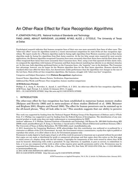 Pdf Face Recognition Algorithms And The Other Race Effect