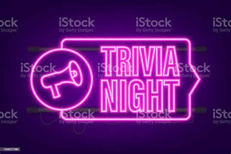퀴즈 밤 메가 폰 메가폰 배너 웹 디자인 네온 아이콘 벡터 스톡 일러스트레이션 놀기에 대한 스톡 벡터 아트 및 기타 이미지 놀기 사소한 정보 Theatrical