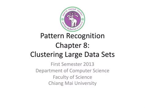 Ppt Pattern Recognition Chapter 8 Clustering Large Data Sets