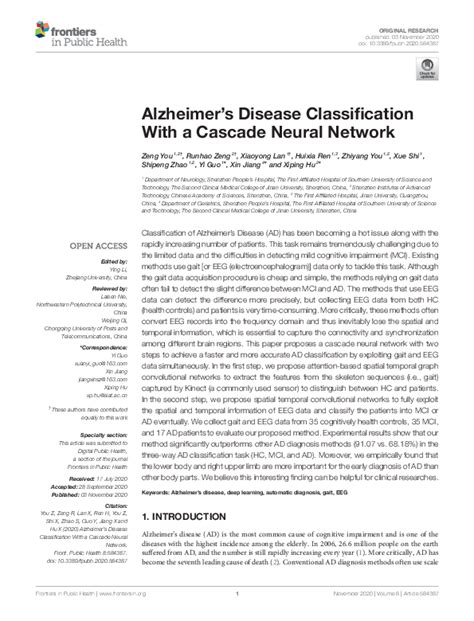 Pdf Alzheimers Disease Classification With A Cascade Neural Network