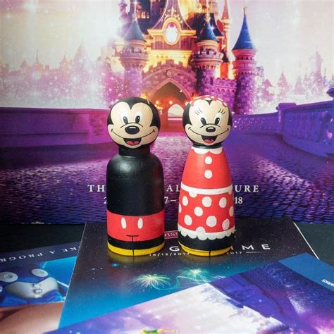 Mickey Mouse Themed Peg Dolls Wooden Peg Dolls Hand Etsy Peg
