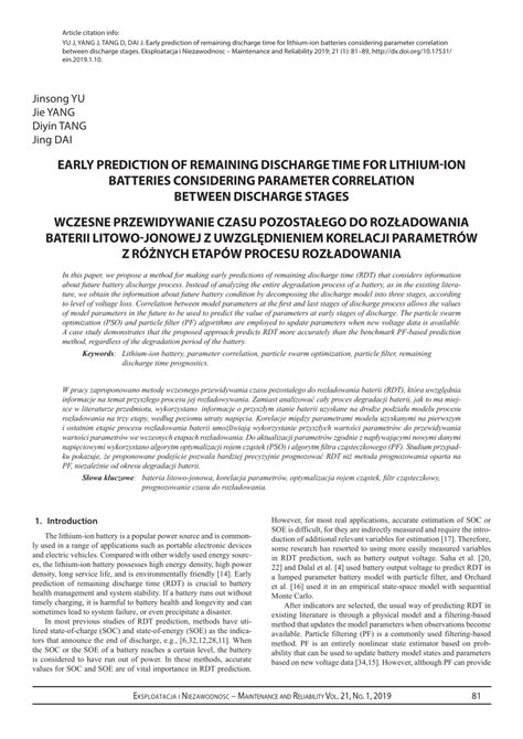 Pdf Early Prediction Of Remaining Discharge Time For Lithium Ion