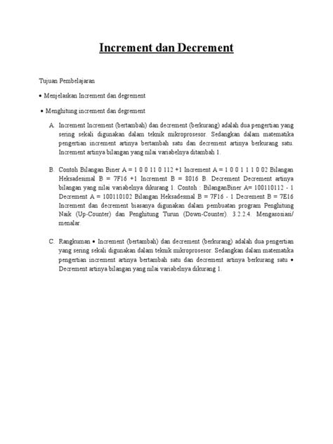 Increment Dan Decrement Pdf